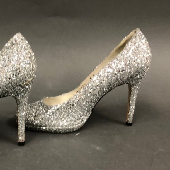 Stuart Weitzman | Shoes | Stuart Weitzman Silver Glitter Heels | Poshmark